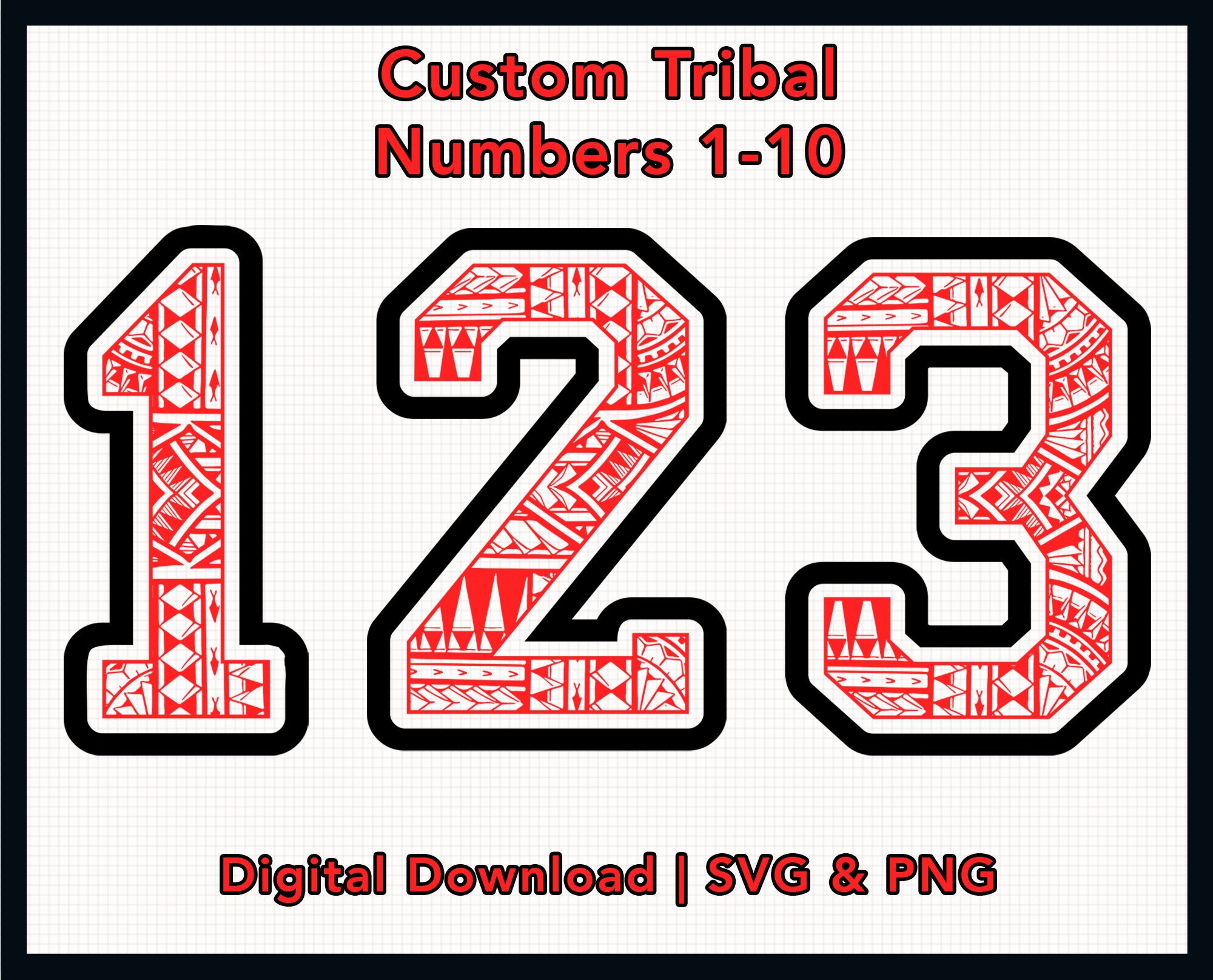 Tribal Numbers Fonts 0-9 Polynesian Tribal Fonts Numbers - Etsy
