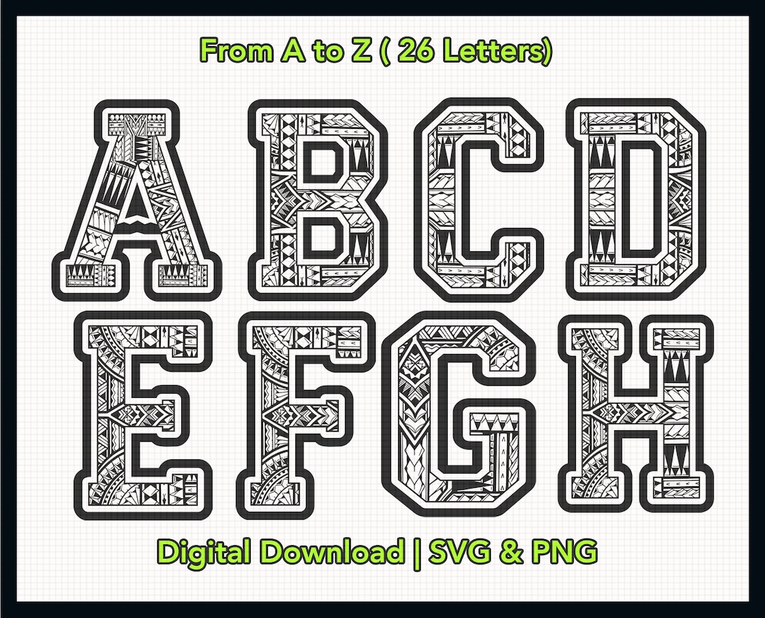 Tribal Letters A to Z | Polynesian Tribal Fonts | Alphabets SVG and PNG ...