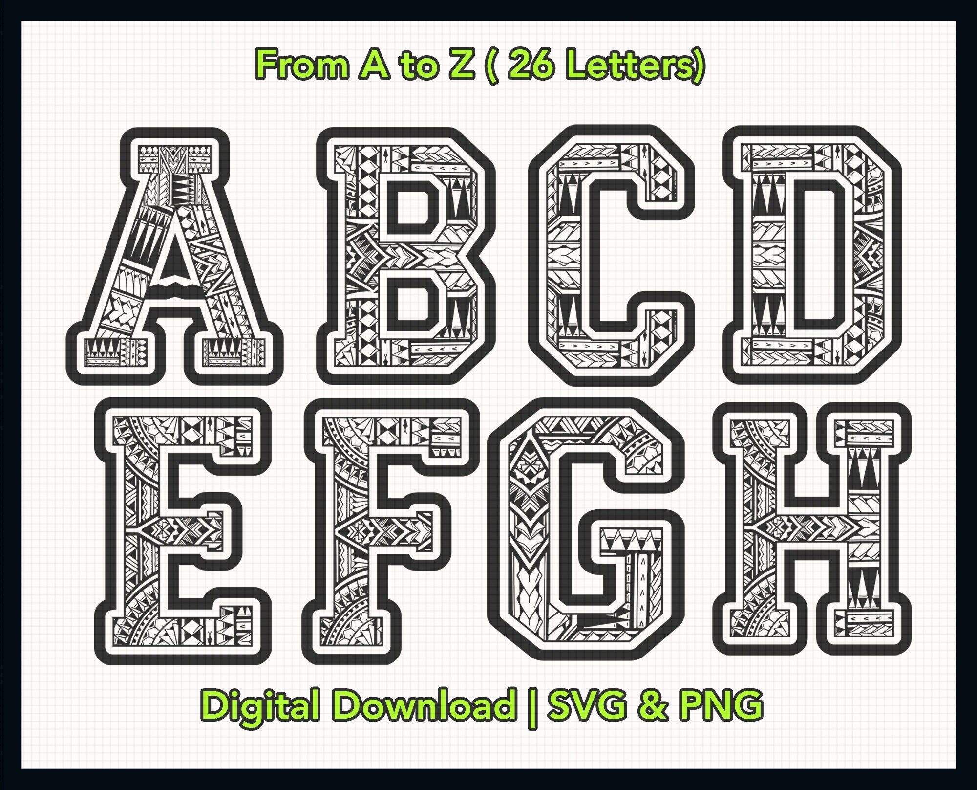 Tribal Letters A To Z Polynesian Tribal Fonts Alphabets Etsy Tribal Letters A To Z Polynesian Tribal Fonts Alphabets Etsy