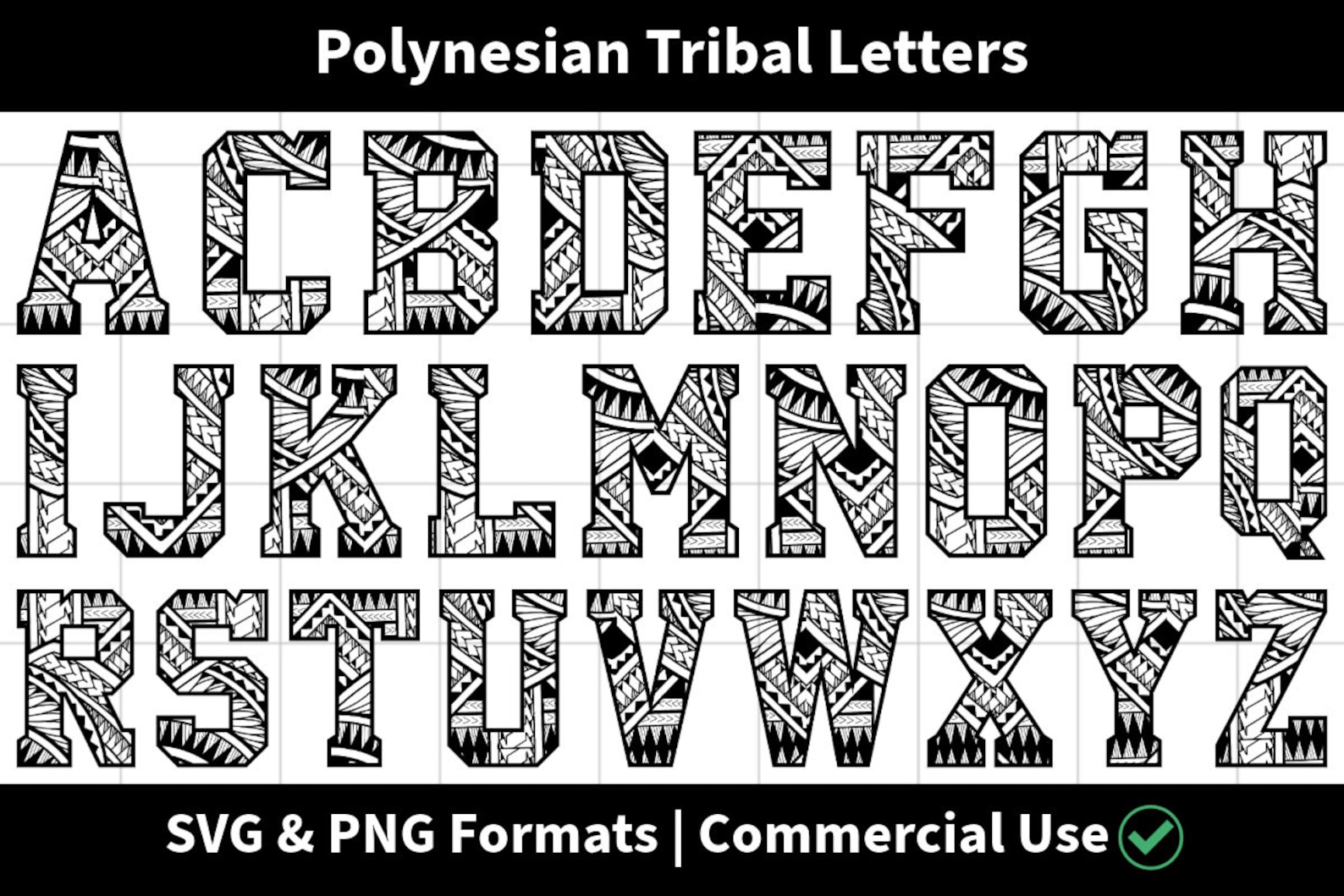 Polynesian Tribal Letters and Numbers Bundle | Tribal Letters A to Z ...