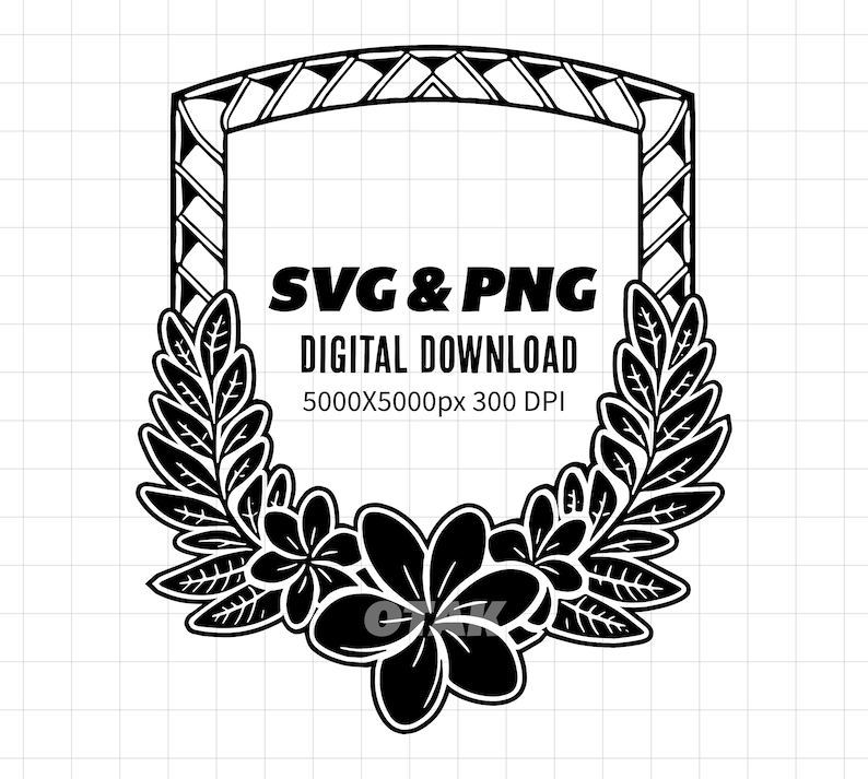 Polynesian Tribal Frame SVG & PNG Bundle | Plumeria and Hibiscus Flower ...