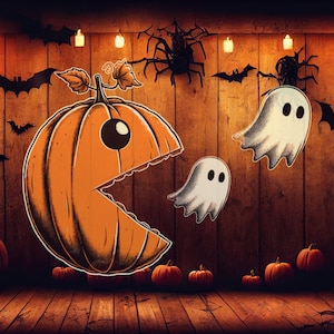 Pac-man Pumpkin Digital File , Funny POD Graphic, Funny Arcade ...