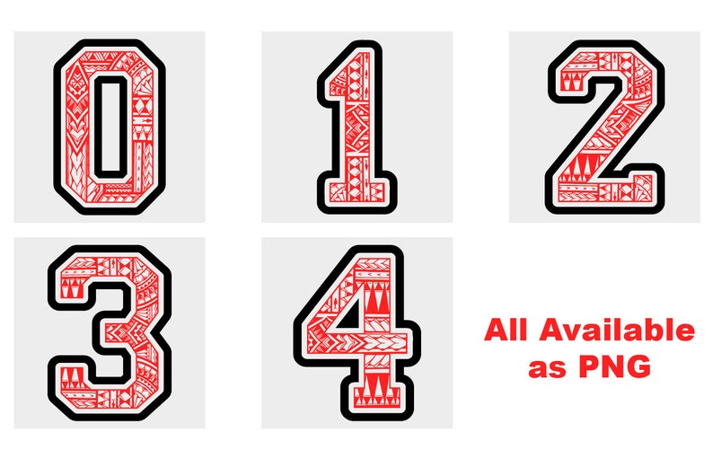 Tribal Numbers Fonts 0-9 Polynesian Tribal Fonts Numbers - Etsy