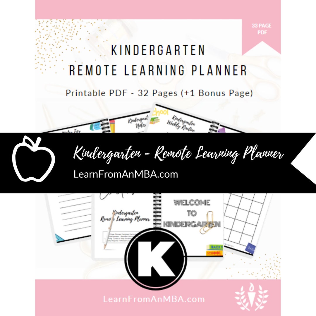 Kindergarten Remote Learning Planner – School Themed Colorful Guide to ...