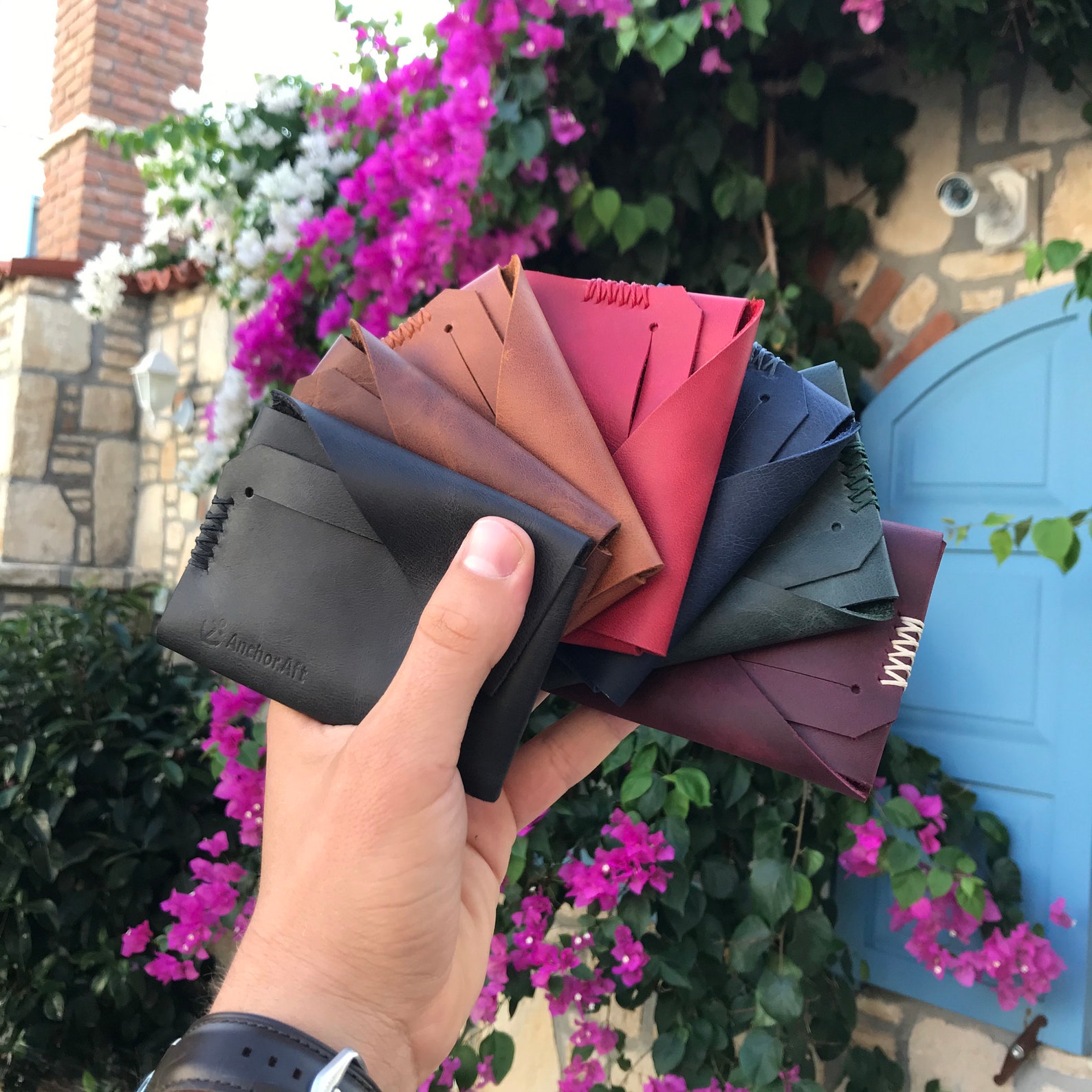 Leather Card Holder, Slim Card Wallet, Personalized Wallet Gift for Her ...