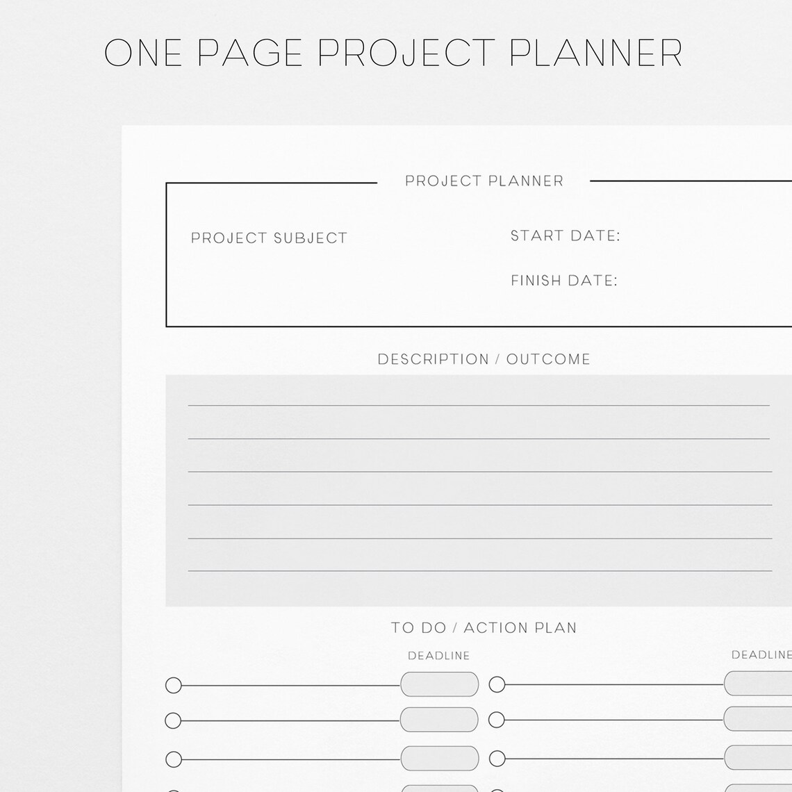 Project Planner, One Page Project Planner, A4, Project Planner at a ...