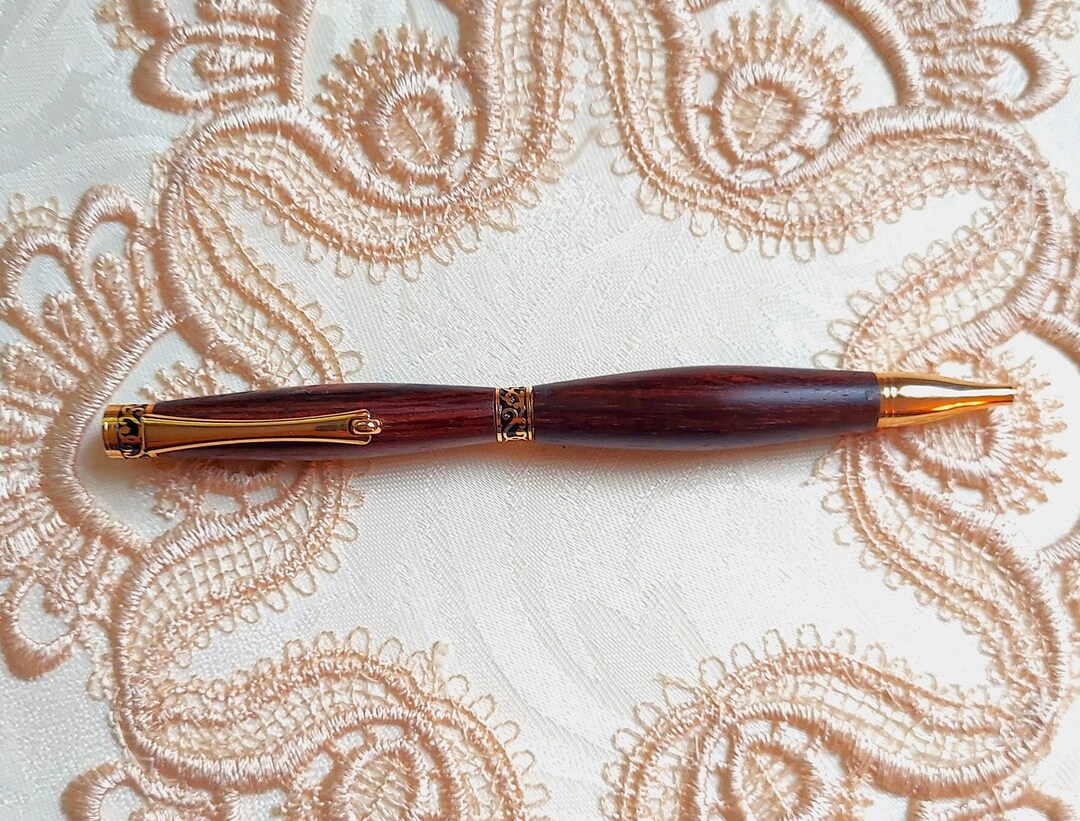 Wooden Pen Lathe-spun Twist Pen With Purpleheart dark Brown Wood With ...