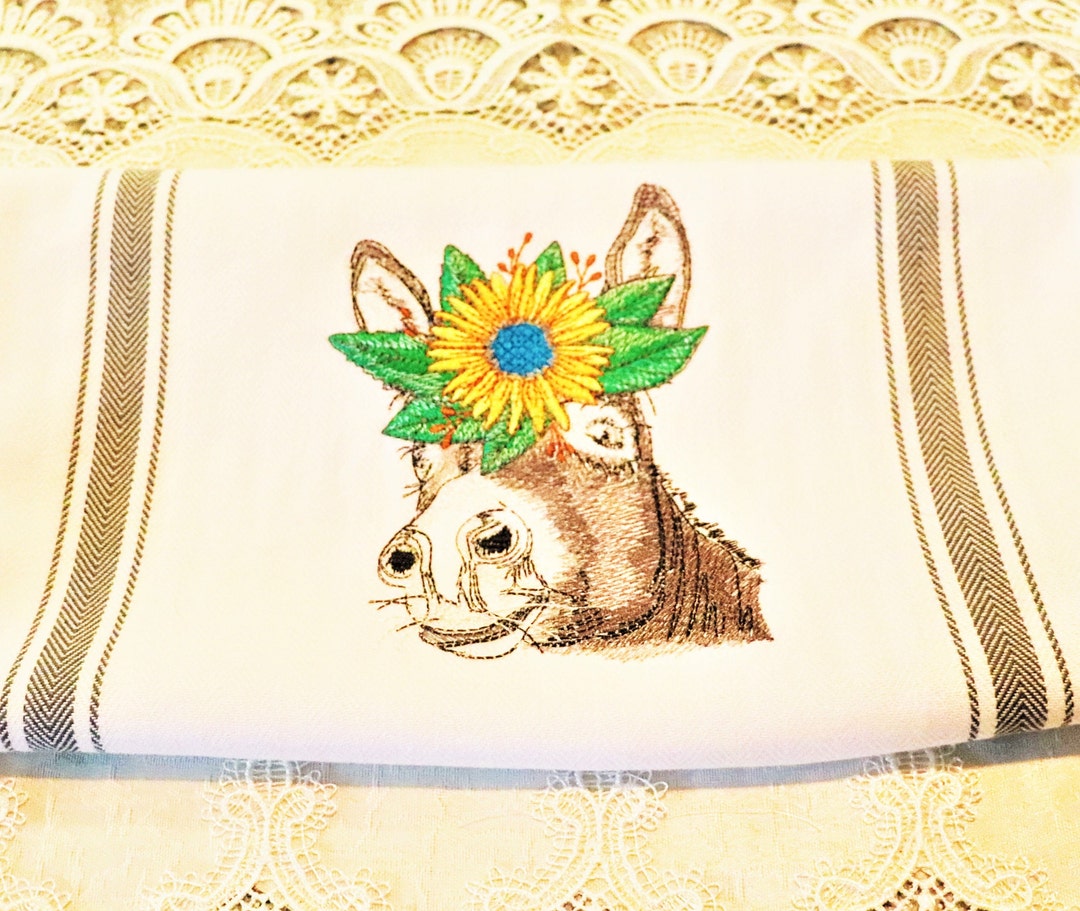 Pretty Girl Donkey on Cotton Hand Towel - Please Promote Animal Rescue ...