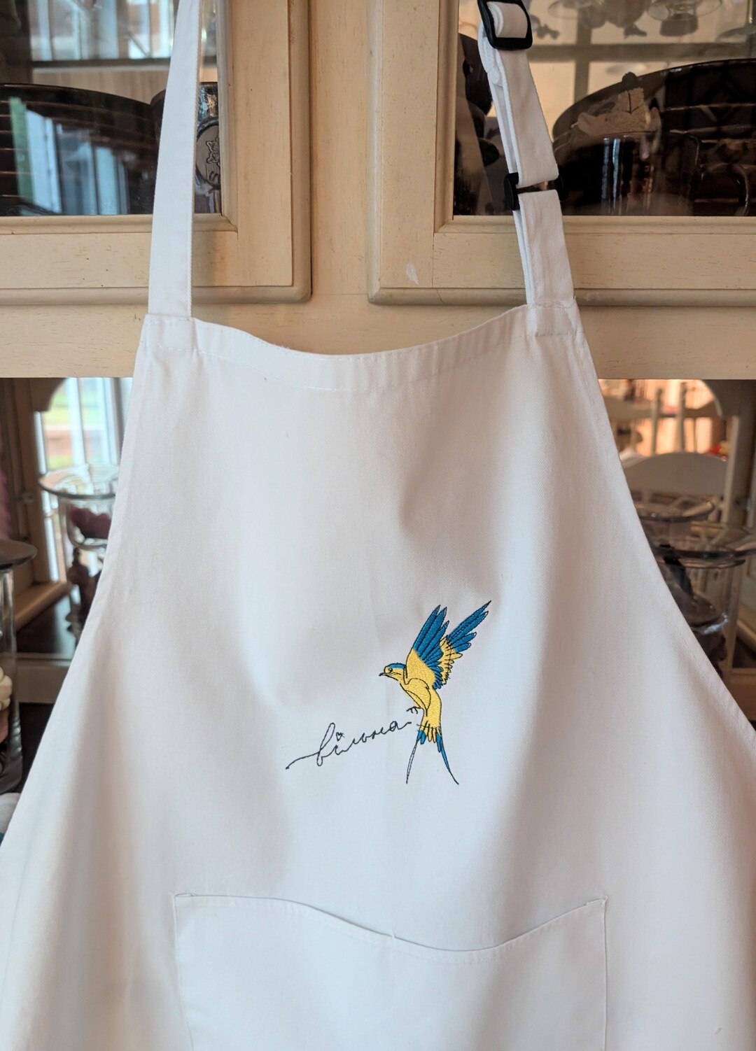 Embroidered Apron - Ukraine Freedom Bird Embroidered on White Apron and ...