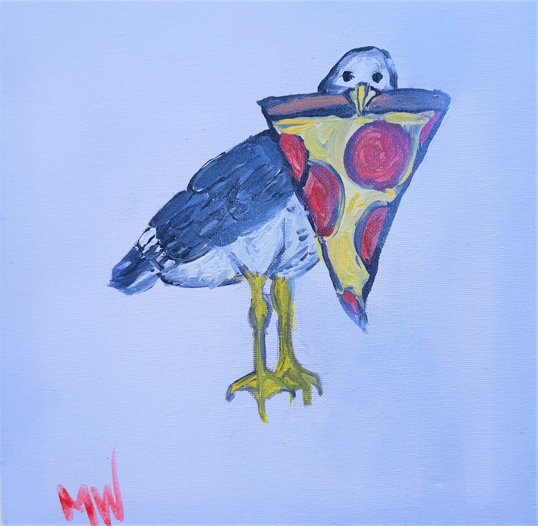 Acrylic Painting - Criminal Seagull on 10 X 10 Inch Stretched Canvas ...