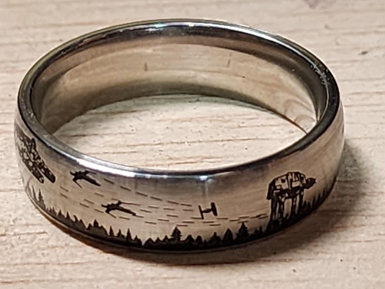 Star Wars Wedding Band, Star Wars Endor Battle Scene Titanium Ring ...
