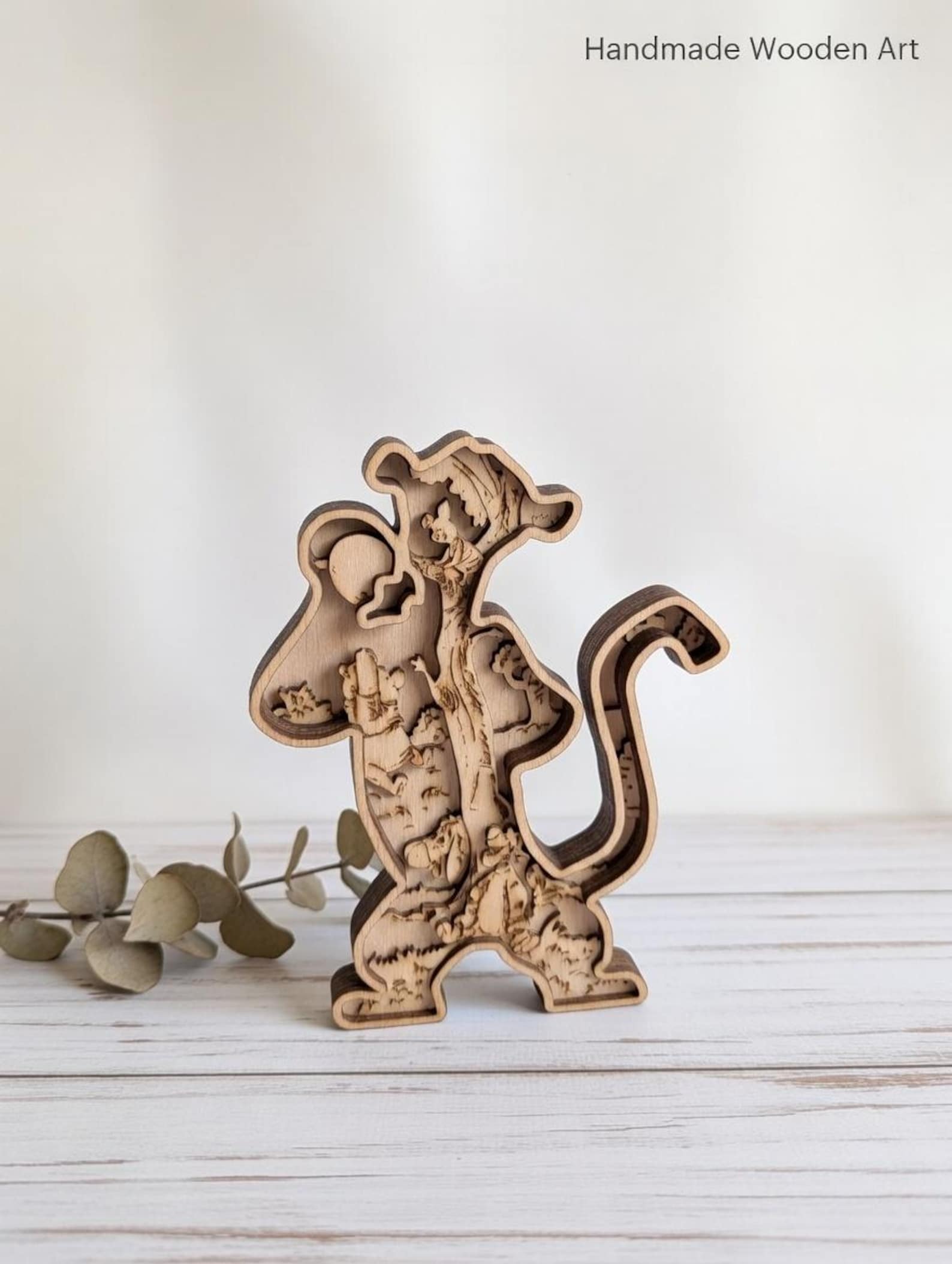 Laser Cut Wooden Tigger Scene Art: Winnie the Pooh Character Display - Etsy