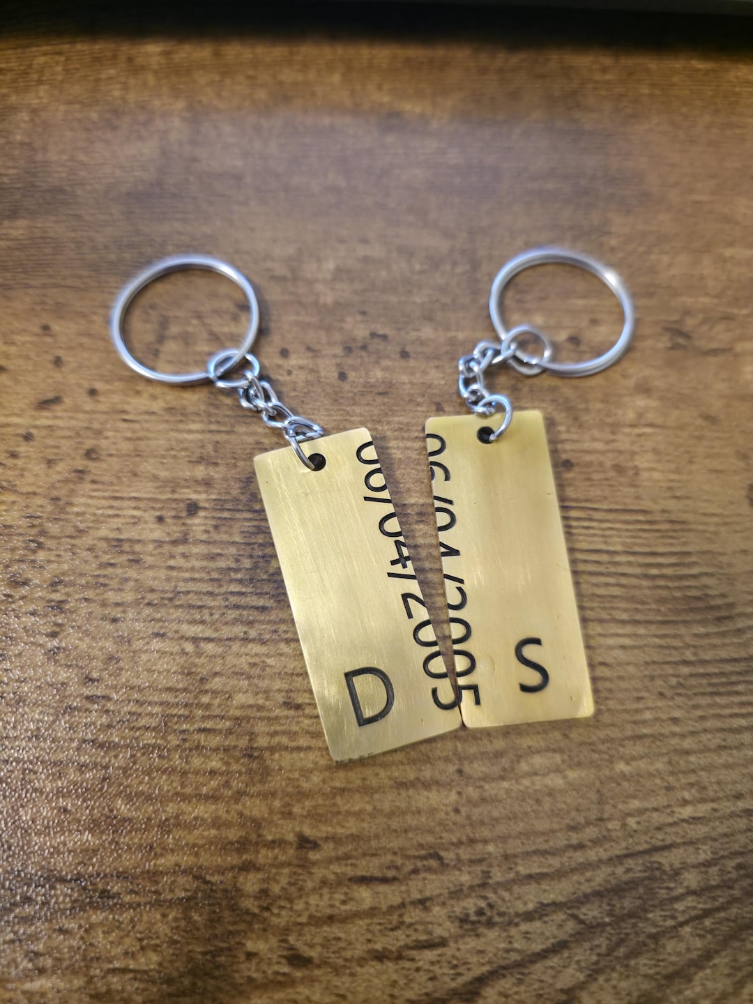 Personalized Keychains Set – Engraved Brass Initial & Date Keychains ...