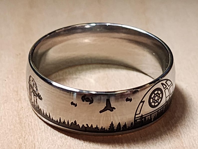 Star Wars Wedding Band, Star Wars Endor Battle Scene Titanium Ring ...