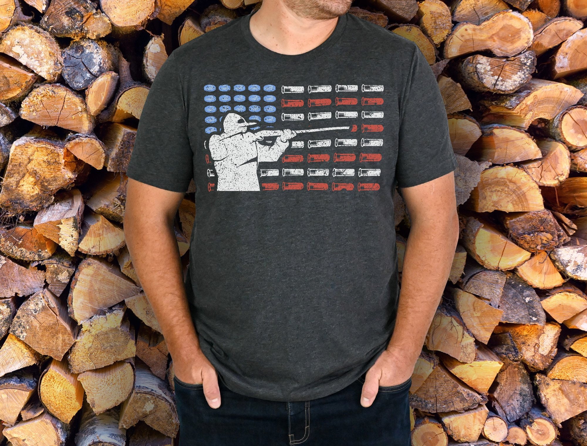 Patriotic Trap Shooting Tshirt, Skeet Shooting T-shirt With USA Flag ...