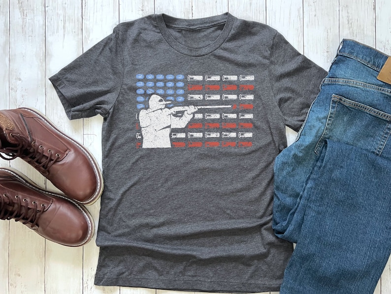 Patriotic Trap Shooting Tshirt, Skeet Shooting T-shirt With USA Flag ...