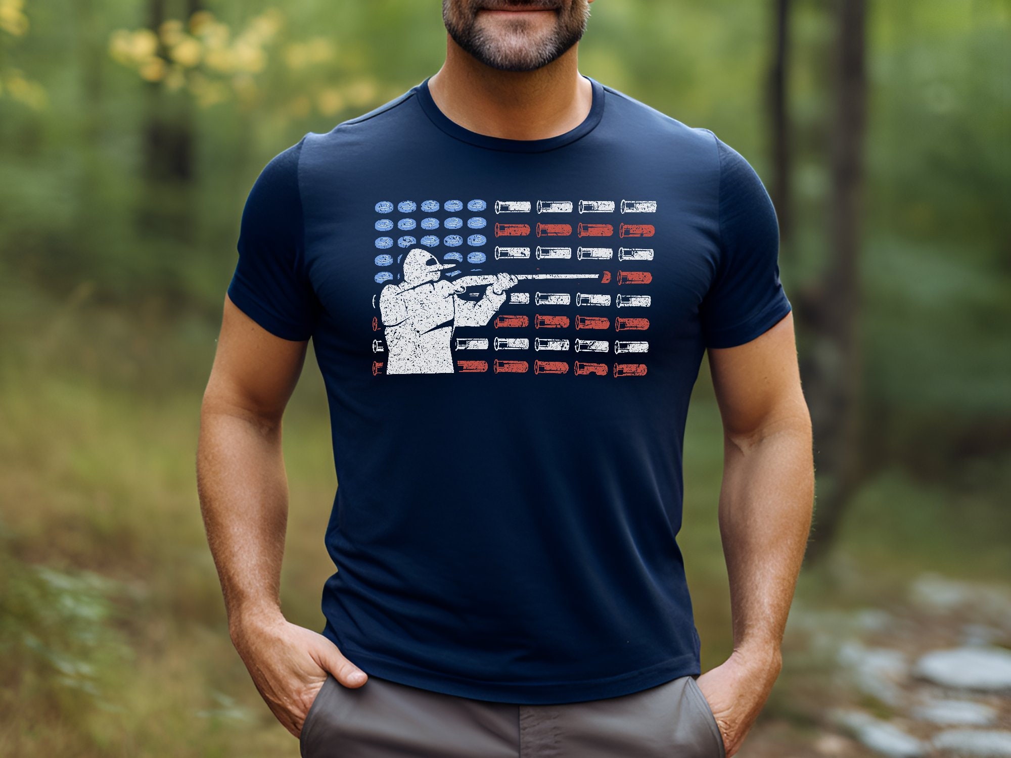 Patriotic Trap Shooting Tshirt, Skeet Shooting T-shirt With USA Flag ...