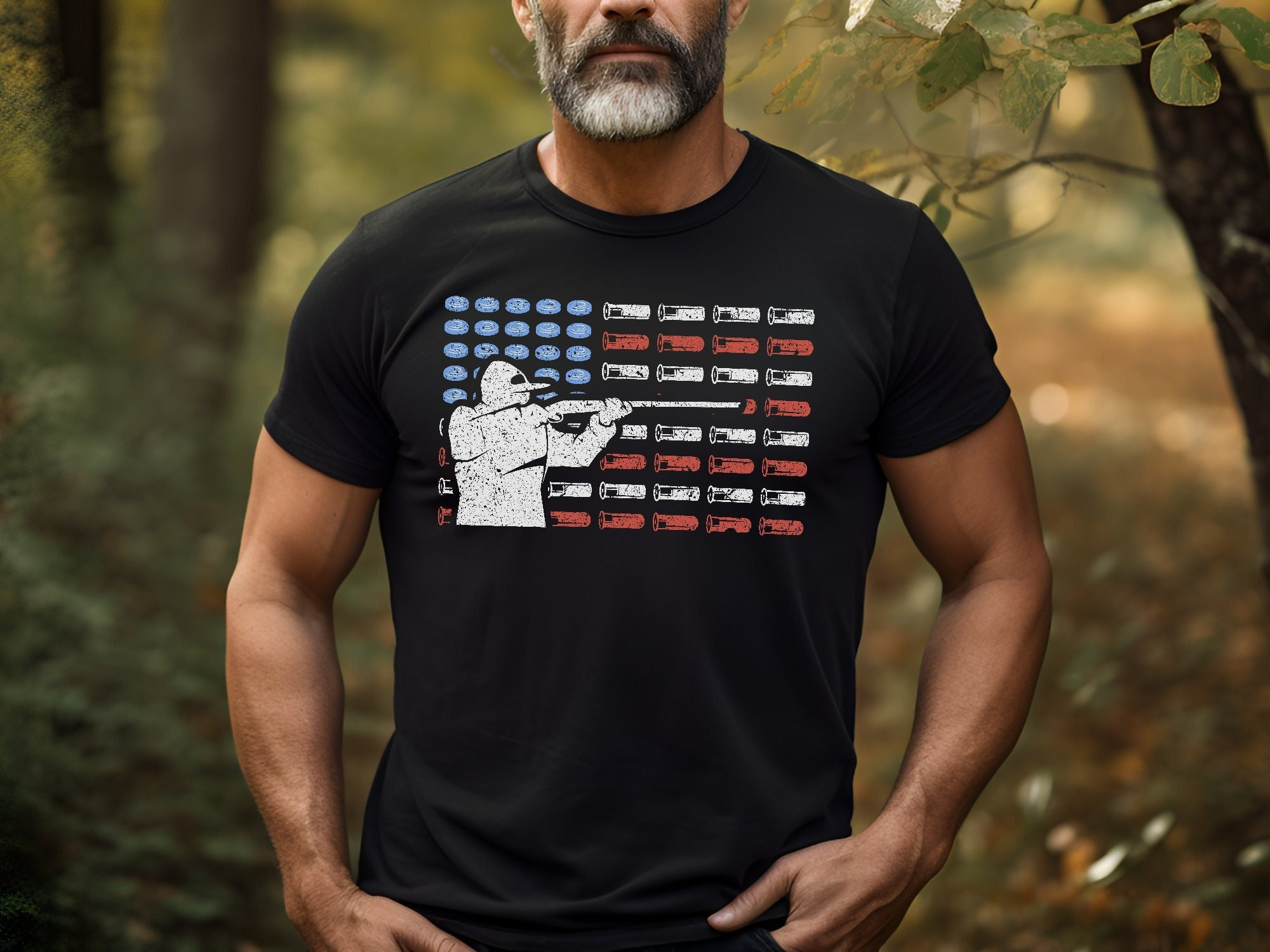 Patriotic Trap Shooting Tshirt, Skeet Shooting T-shirt With USA Flag ...