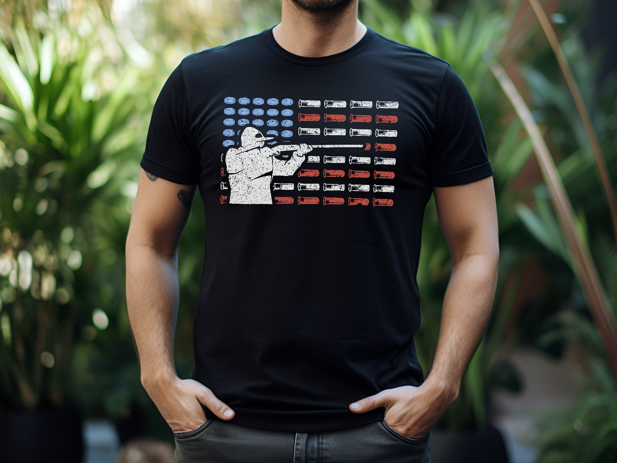 Patriotic Trap Shooting Tshirt, Skeet Shooting T-shirt With USA Flag ...