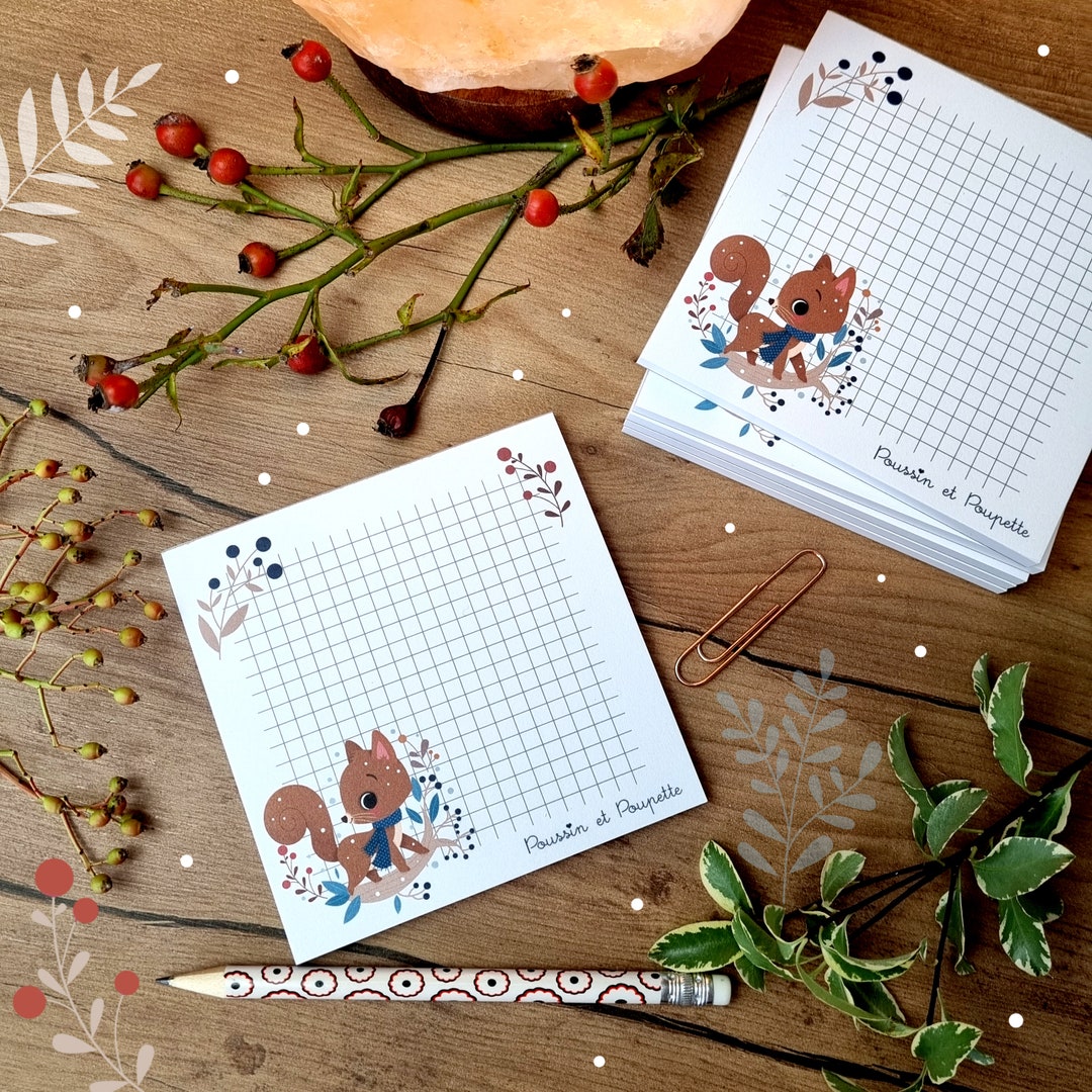 Squirrel Square Notepad Cute Notepad Kawaii Notepad Winter - Etsy