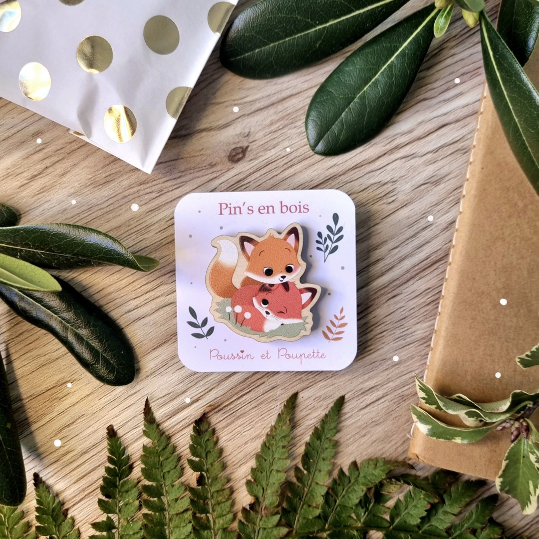 Fox Pine Fox Pin Wooden Pin Autumn Pin Pin's Kawaii - Etsy