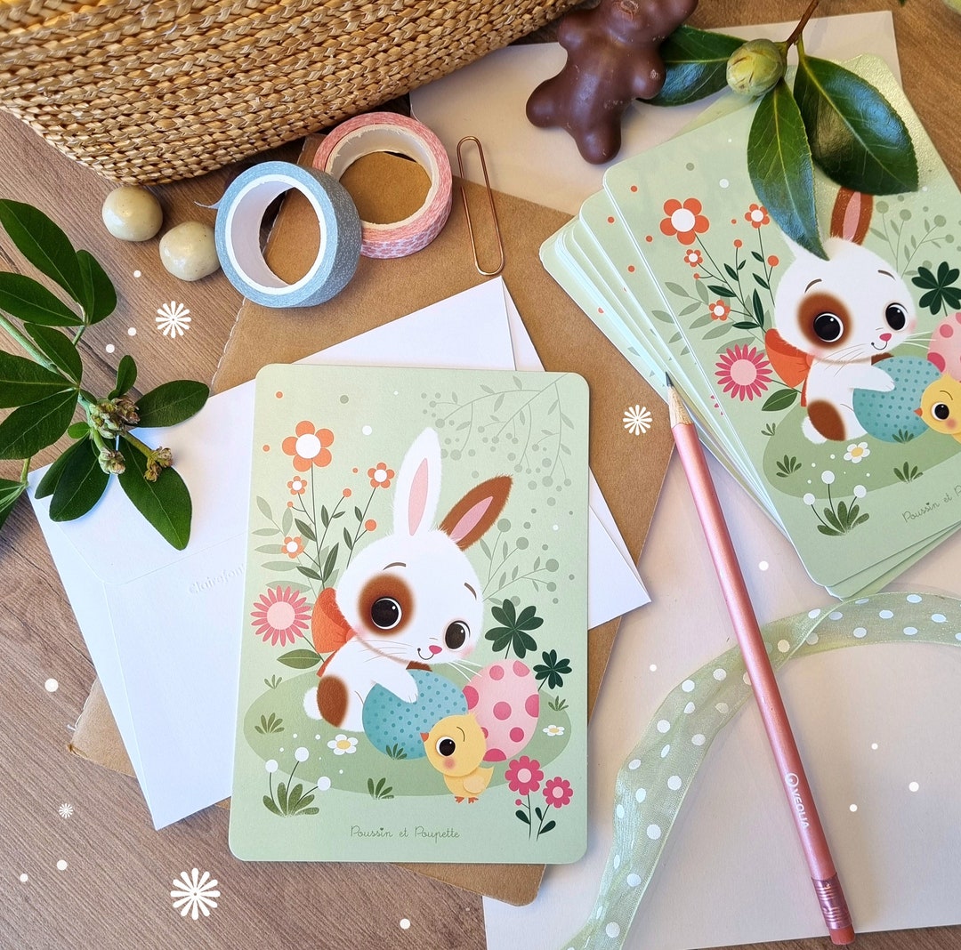 Rabbit Card, Spring Card, Greeting Cards, Easter Cards, Rabbit Postcard ...