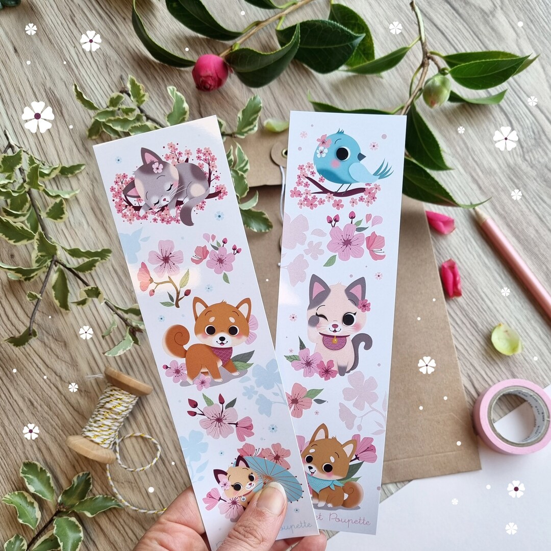 Spring Bookmark, Shiba Bookmark, Kawaii Bookmark, Japan Bookmark ...