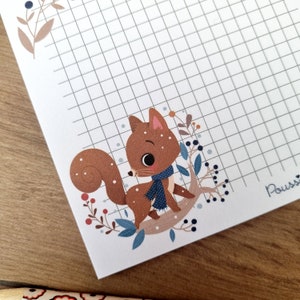 Squirrel Square Notepad Cute Notepad Kawaii Notepad Winter - Etsy