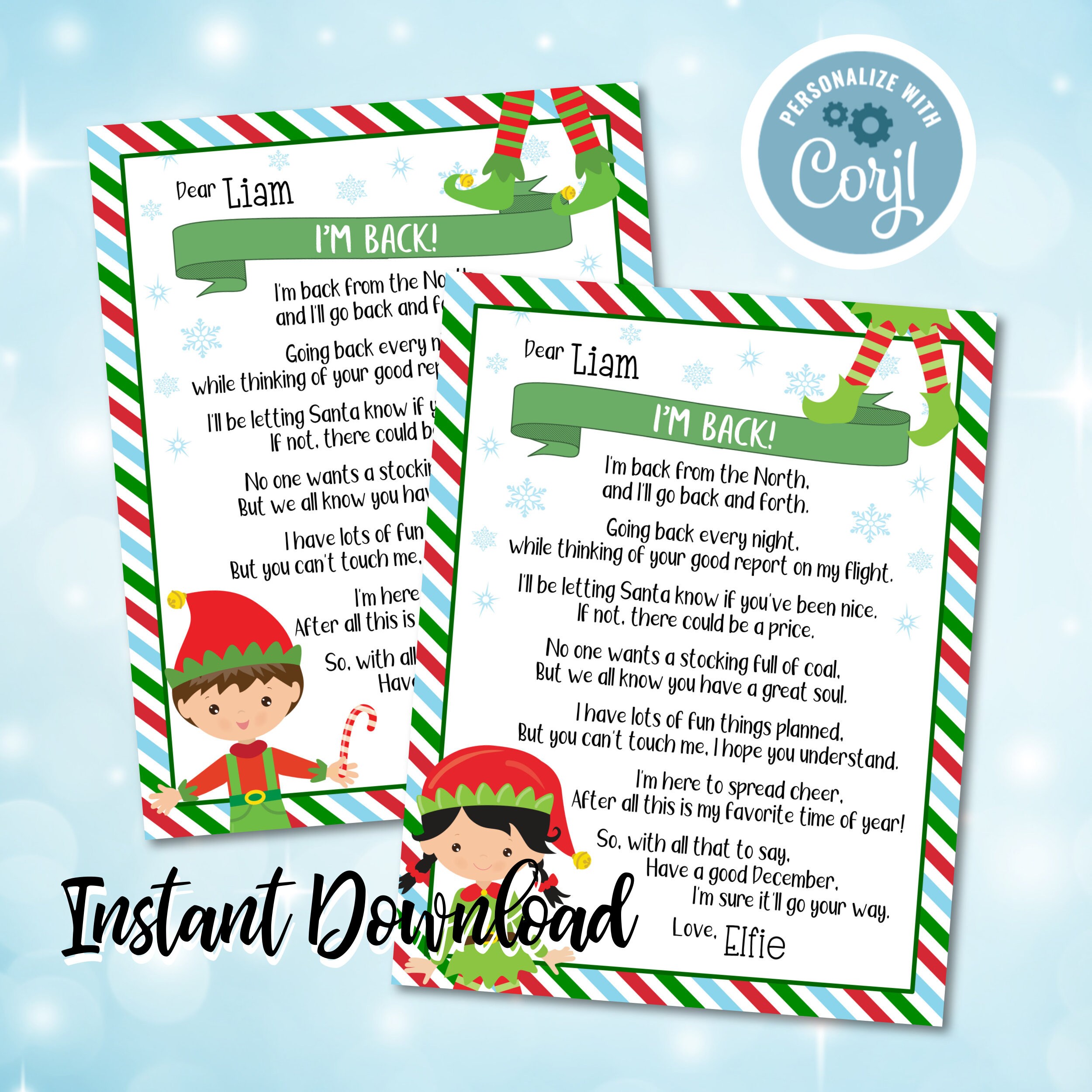 Elf - I'm Back Letter - Christmas Elf I'm Back - Christmas Elf Welcome ...