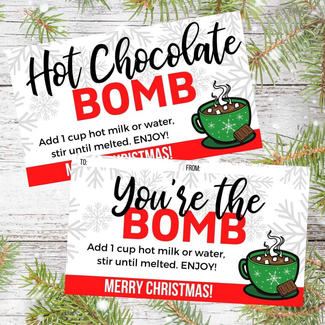 Hot Chocolate Bombs Gift Tags Christmas Gift Tags printable Gift Tags ...