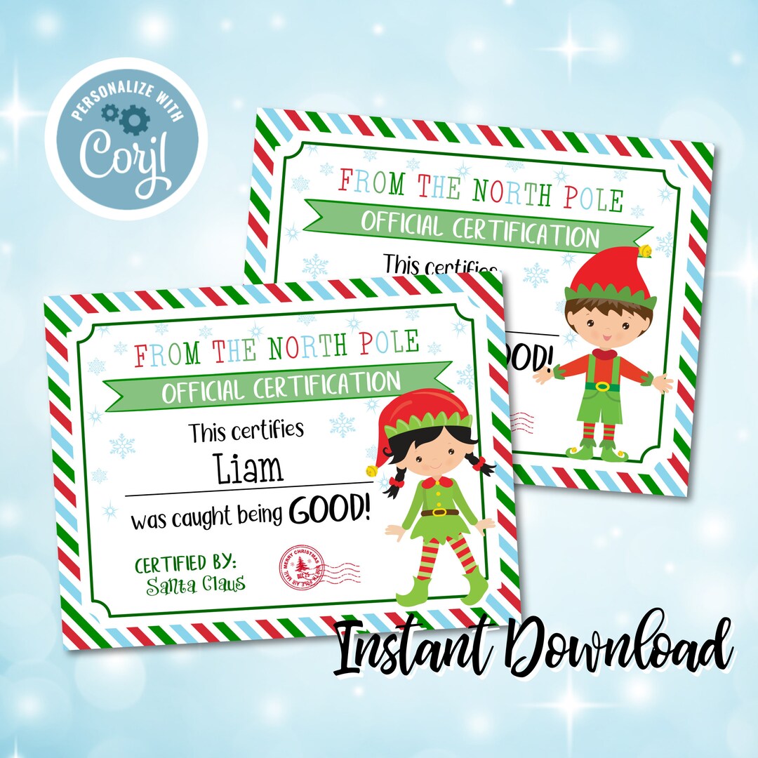 Elf Caught Being Good Certificate Elf Printable Elf Certificate Elf ...