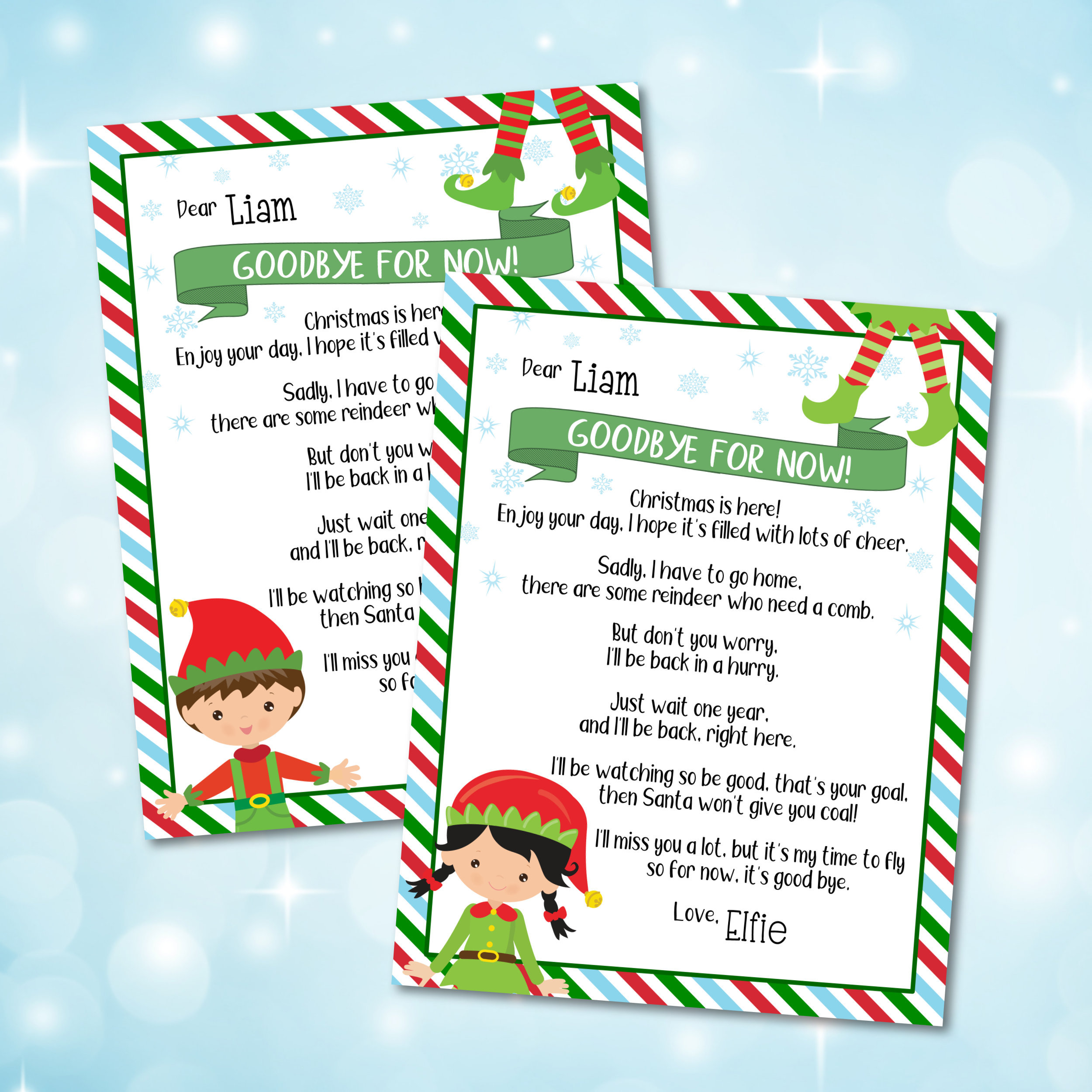Elf Printables - Editable Elf Printables - Elf Letters - Personalized ...