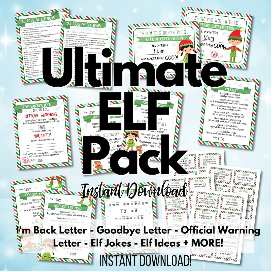 Elf Printables - Editable Elf Printables - Elf Letters - Personalized ...