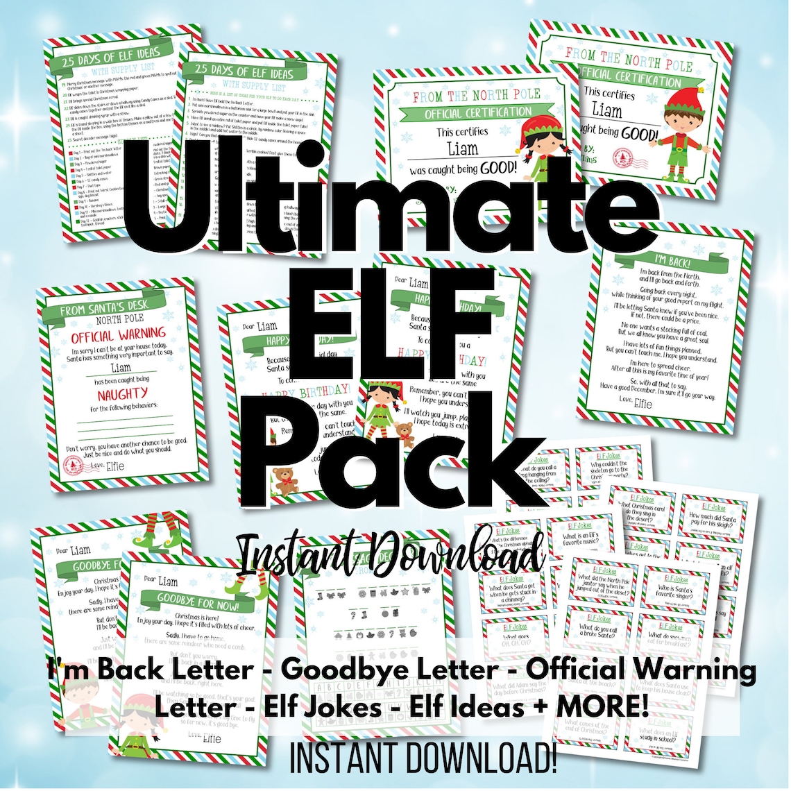 Elf Printables - Editable Elf Printables - Elf Letters - Personalized ...