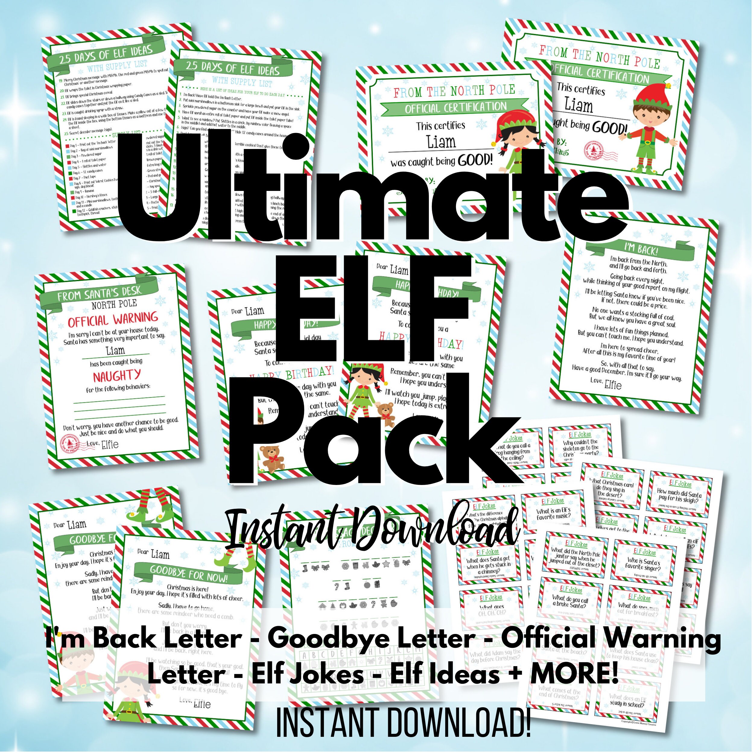 Elf Printables - Editable Elf Printables - Elf Letters - Personalized ...