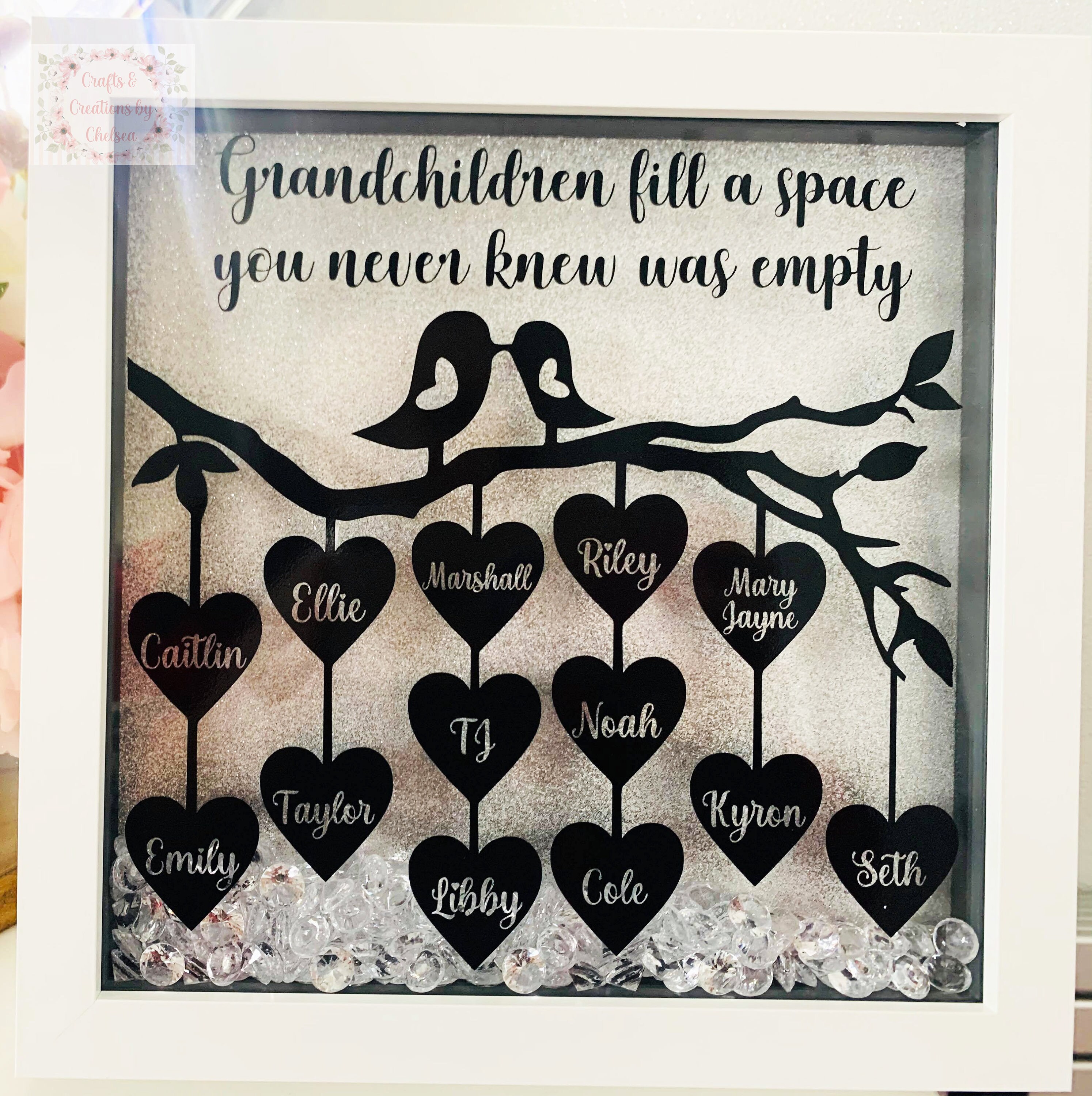 Personalised Grandparent Frame With Drop Down Hearts and Tree - Etsy