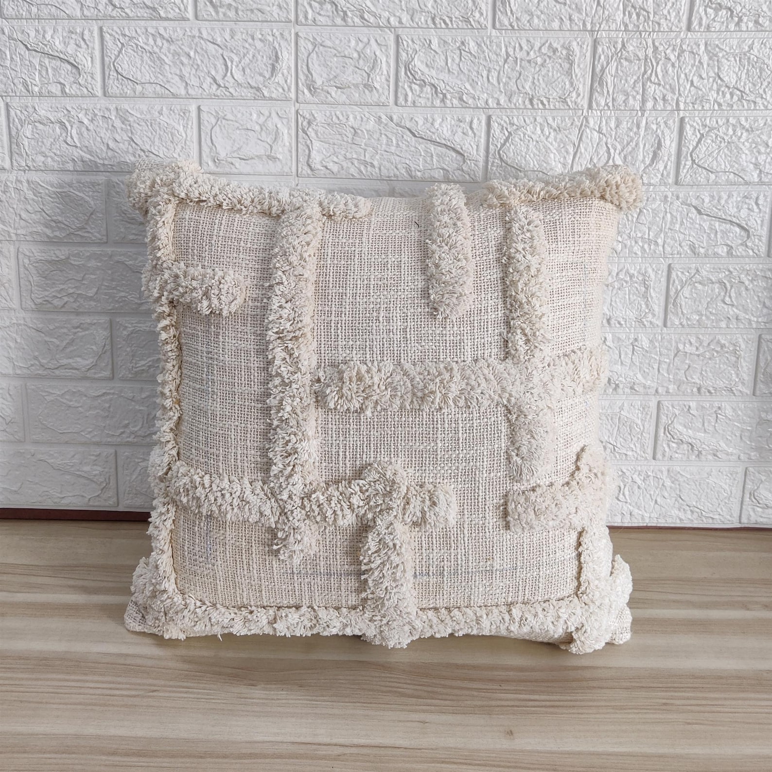 Off White Ivory Natural Raw Cotton Cushion Cover Tufted Boho - Etsy