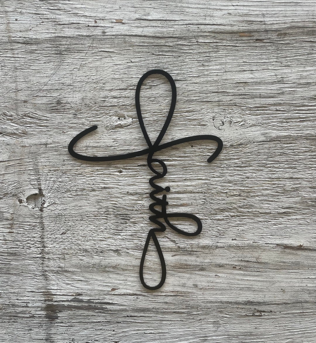 Metal Faith Cross, Handmade, Faith, Cross, Metal Faith Sign, Metal Wall ...