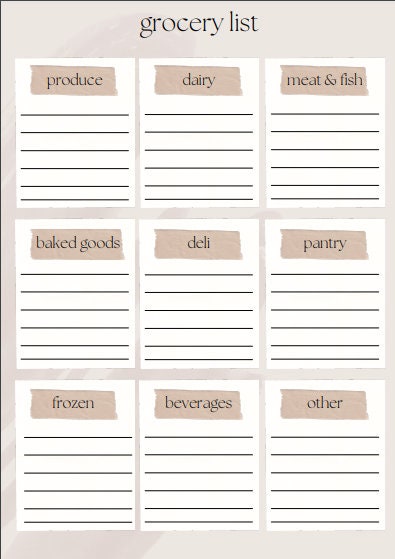 Printable Organizational Sheets - Etsy