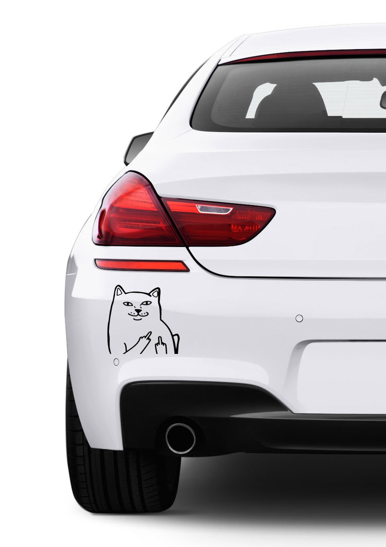 Cat Middle Finger Vinyl Decal Car Decal Laptop Decal Funny - Etsy