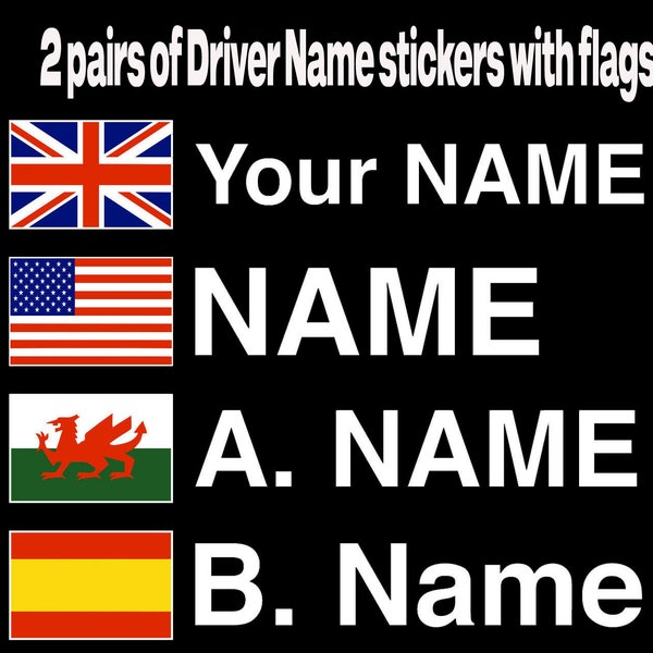 Driver Name Flag Sticker - Etsy Australia