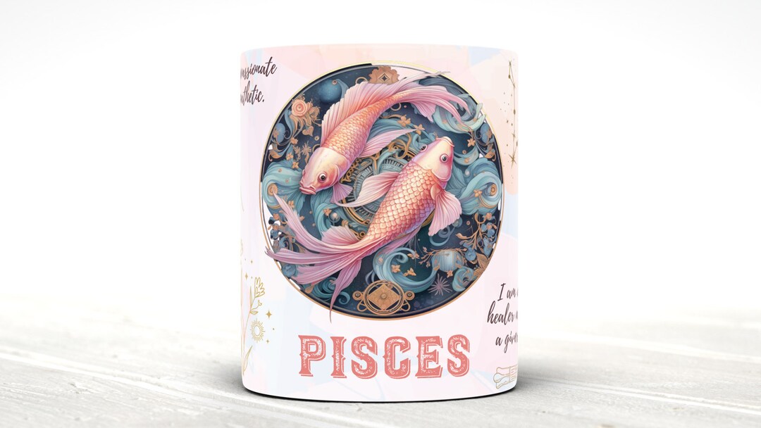Pisces Affirmations Mug: Zodiac Power, Intuitive Design (11 Oz) - Etsy