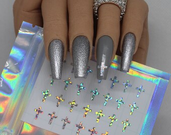 Cross Nail Decal | Etsy
