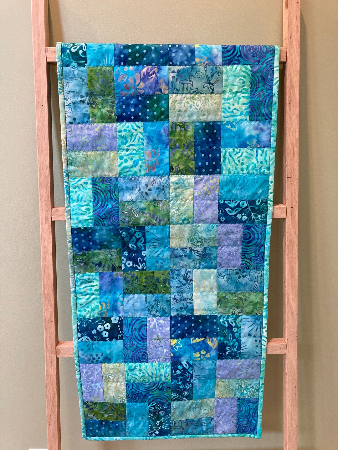 Teal Batik Table Topper - Etsy