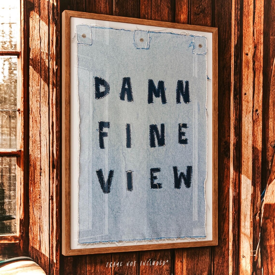 Damn Fine View – Handmade Large Denim Fabric Wall Banner - Etsy
