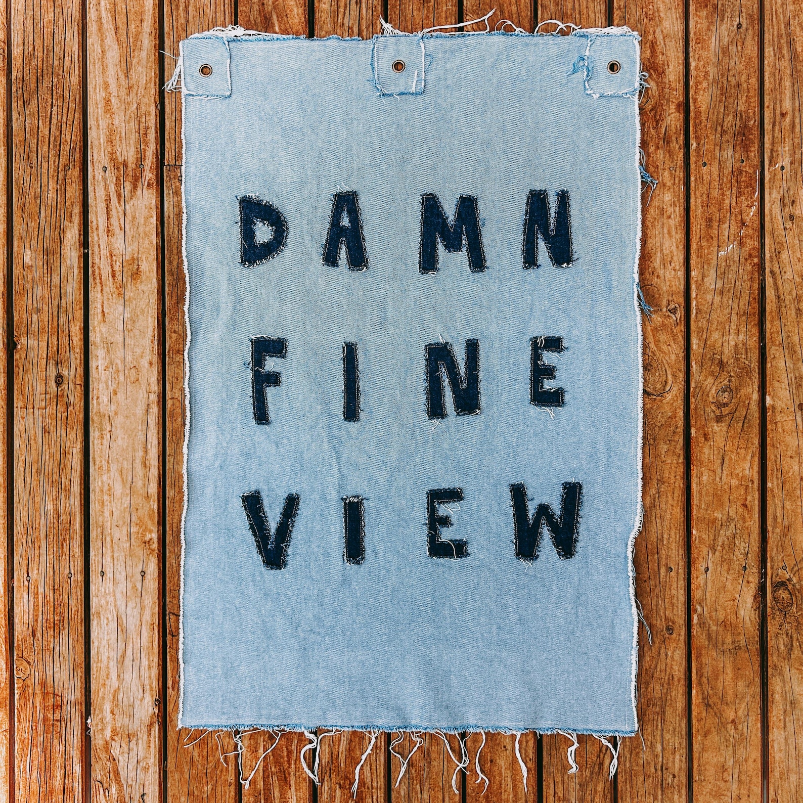 Damn Fine View – Handmade Large Denim Fabric Wall Banner - Etsy