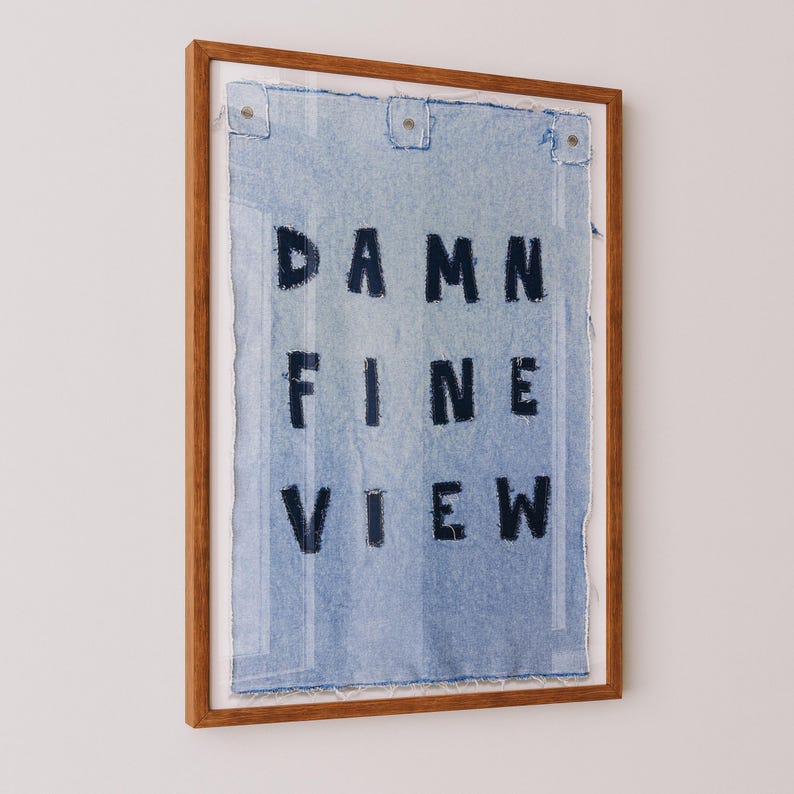 Damn Fine View – Handmade Large Denim Fabric Wall Banner - Etsy