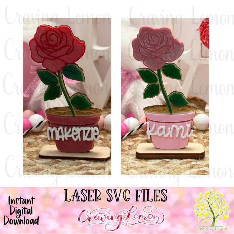 Personalized Valentine Rose Sign SVG| Custom Cuttle Template | Laser ...