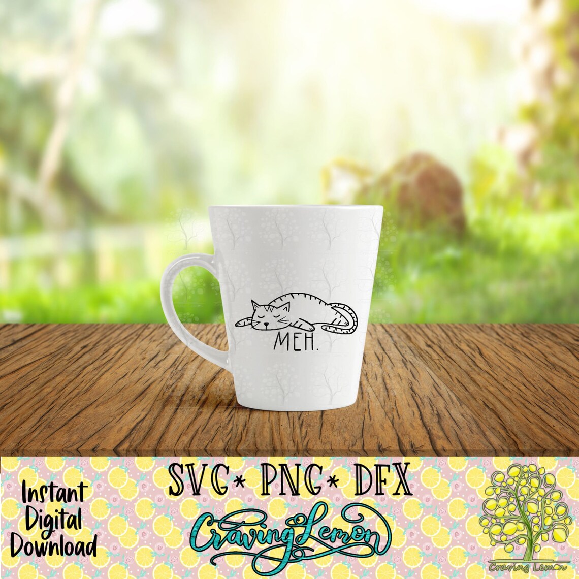 Meh Cat Funny Svg Png Dxf Cut File for Cricut | Etsy