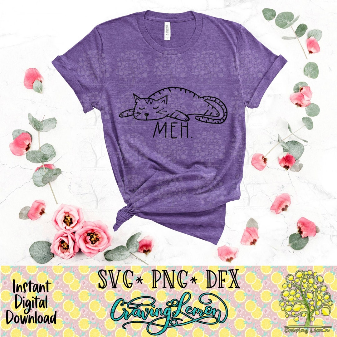 Meh Cat | Funny | Svg, Png, Dxf | Cut File for Cricut, Silhouette ...